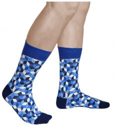 Mens blue white funky socks - geometric pattern | Vitsocks