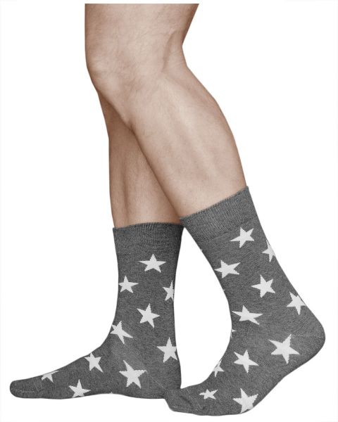 Mens cool grey socks with white stars | Vitsocks