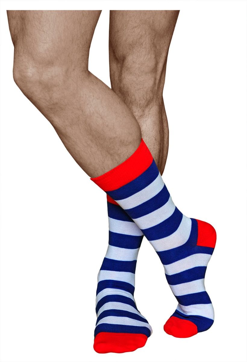 Chaussettes rayées pour homme - blanc rouge bleu - Vitsocks